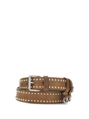 Miu Miu Studded Suede Belt - Brown