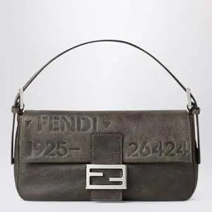 Fendi Baguetteâ® 26424 Leather Stencil Print Bag - Black