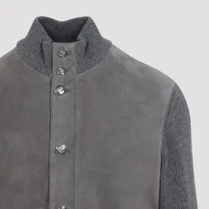 Brunello Cucinelli Padded Leatherjacket - Gray