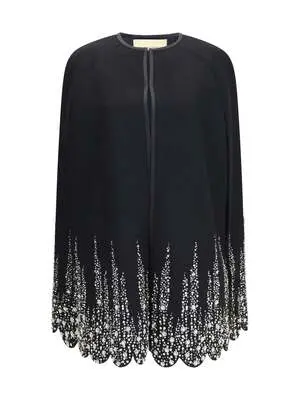 Valentino Garavani Compact Drap Cape With Degradé Rhinestone Embroidery