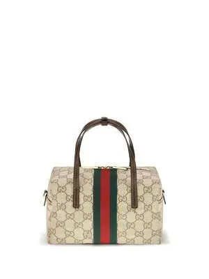 Gucci Mini Boston Handbag With Web Stripe - Cream