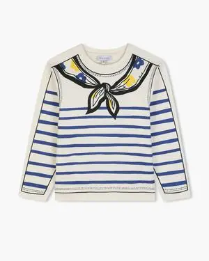 Marc Jacobs The Trompe L'oeil Striped Long Sleeve T-shirt In Size - Ivory Multi