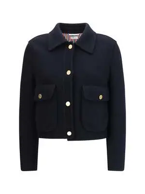 Thom Browne Cropped Virgin Wool Jacket - Blue