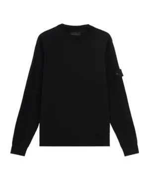 Stone Island Logo Patch Crewneck Jumper - Black