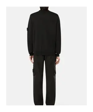 Stone Island Logo Patch Crewneck Jumper - Black