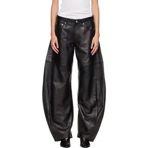 R13 Polished Leather Trousers - Black