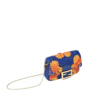 Fendi Beads And Sequin Charm With Floral Embroidery