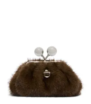 Max Mara Mini Sheepskin Pasticcino Clutch Bag - Brown