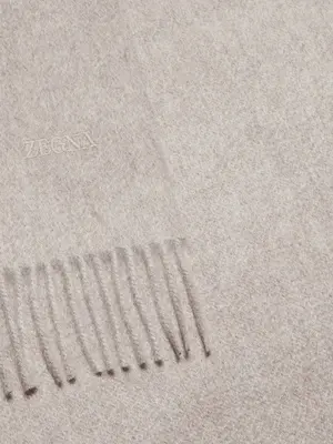 Zegna Oasi Fringed Edge Scarf - Beige