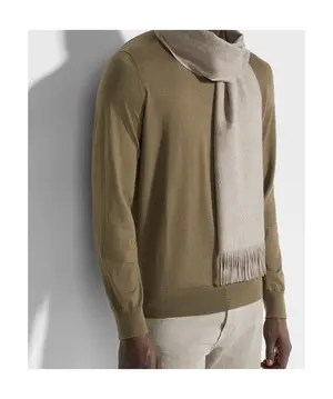 Zegna Oasi Fringed Edge Scarf - Beige