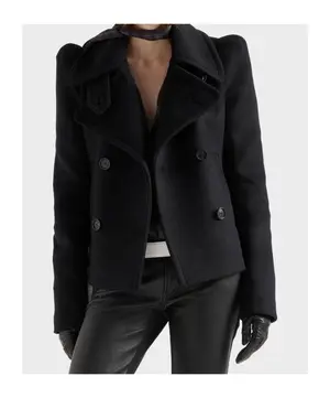 7 For All Mankind Double-breasted Wool Coat With Structured Shoulders
