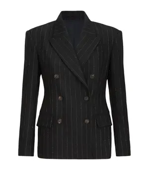 Brunello Cucinelli Virgin Wool-blend Sequin Pinstripe Blazer - Blue