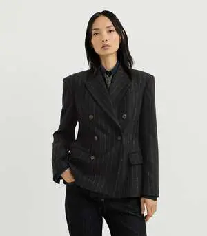 Brunello Cucinelli Virgin Wool-blend Sequin Pinstripe Blazer