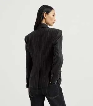 Brunello Cucinelli Virgin Wool-blend Sequin Pinstripe Blazer