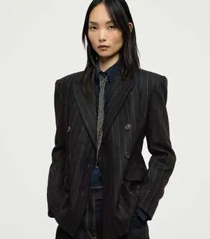 Brunello Cucinelli Virgin Wool-blend Sequin Pinstripe Blazer
