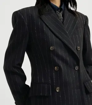 Brunello Cucinelli Virgin Wool-blend Sequin Pinstripe Blazer