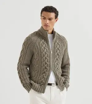Brunello Cucinelli Cashmere Cable-knit Zip-up Cardigan
