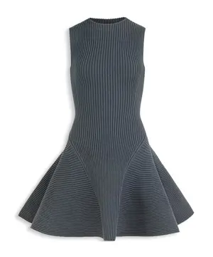 Alaïa Ribbed Skater Dress - Blue-gray