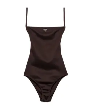 Prada Interlock Knit One-piece Swimsuit - Ebony