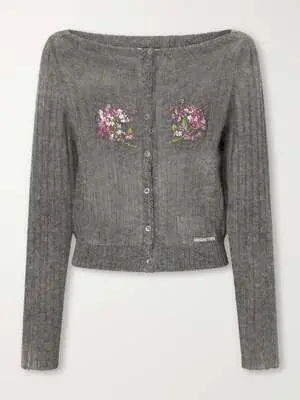SHUSHU/TONG Embellished Knitted Cardigan - Gray