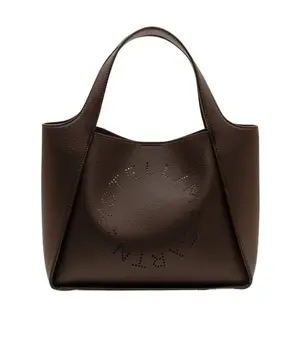 Stella McCartney Logo Perforated Shoulder Bag - Brown