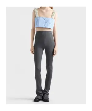 Prada Embroidered Poplin Crop Top