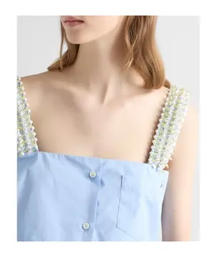 Prada Embroidered Poplin Crop Top
