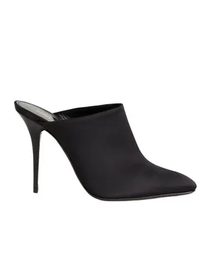 Saint Laurent Satin Pointed-toe Mules - Black