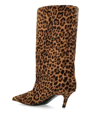 Amina Muaddi Fiona Leopard-print High-heeled Ankle Boots