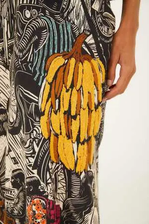 Farm Rio Graphic-print Embroidered Dress