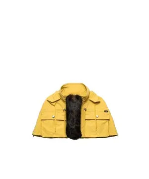 Prada Technical Fabric Capelet With Shearling Trim - Yellow