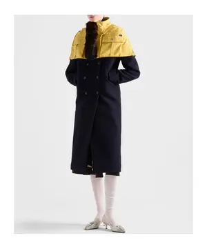 Prada Technical Fabric Capelet With Shearling Trim