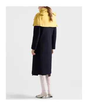 Prada Technical Fabric Capelet With Shearling Trim