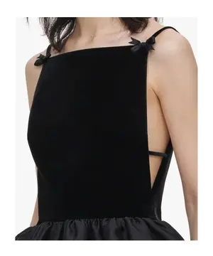 SELF-PORTRAIT Velvet Top With A Bubble Hem