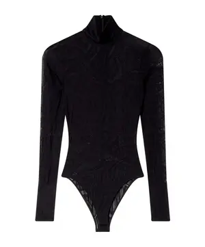 Emilio Pucci High-neck Jacquard Tulle Bodysuit - Black