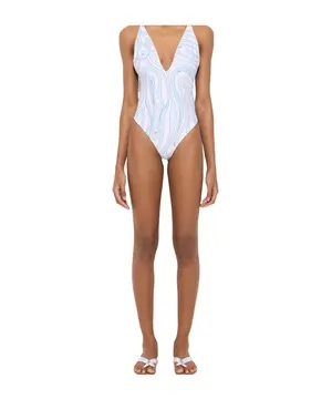 Emilio Pucci Marmo Print Swimsuit - Light Blue