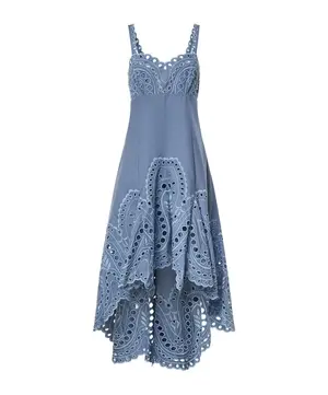 Charo Ruiz Ibiza Caspian Broderie-anglaise Asymmetric Dress - Blue