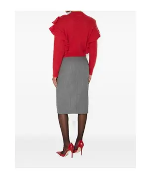 Elisabetta Franchi Knit Pullover With Ruffles - Red