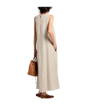 Max Mara Solid Color Linen Sleeveless Dress