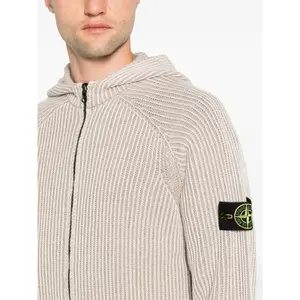 Stone Island Logo Patch Hooded Cardigan