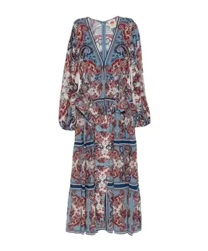 Farm Rio Paisley-print Tiered Maxi Dress - Gray
