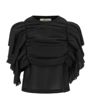 Comme Des Garçons Layered Pleated Top - Black