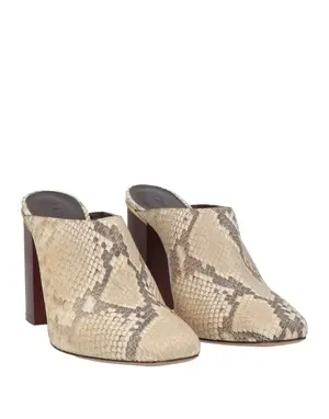 Chloé Snake-print Leather Mules