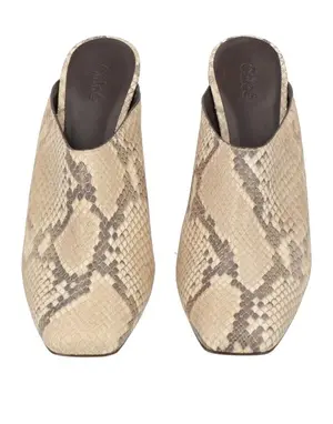 Chloé Snake-print Leather Mules