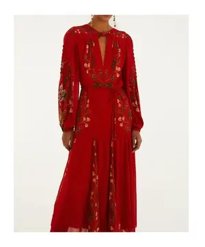 Farm Rio Floral-embroidered Maxi Dress