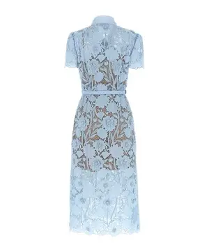 SELF-PORTRAIT Lace Tie Neck Midi Dress