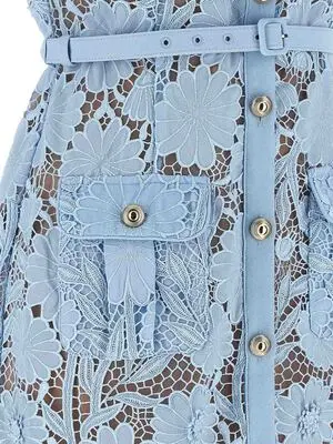 SELF-PORTRAIT Lace Tie Neck Midi Dress