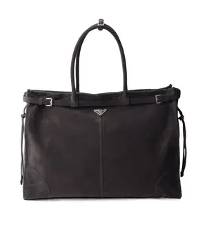 Prada Bonnie Suede Tote Bag - Bituminous Ash Free