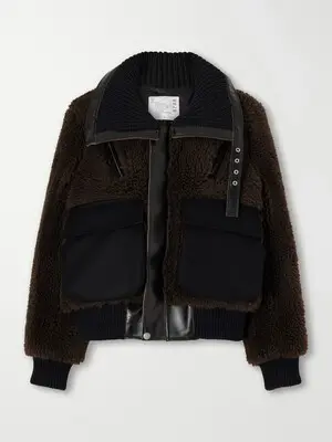 Sacai Wool-blend Plush Coat - Brown