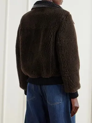 Sacai Wool-blend Plush Coat - Brown